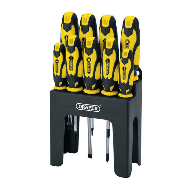 Draper Tools Soft Grip Screwdriver Set, Yellow (9 Piece) – GS Workwear