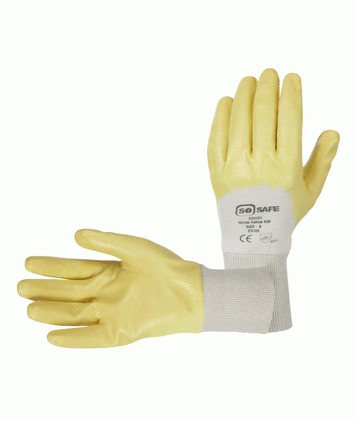 Orbit International Yellow Nitrile: Palm Coated Knit Wrist Glove – GS ...