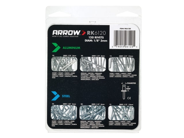 Arrow RK6120 Multi Rivet Pack (120) – GS Workwear