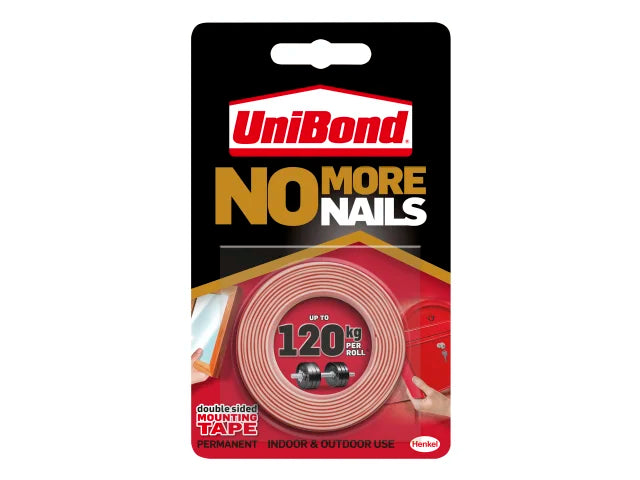 UniBond No More Nails Indoor & Outdoor Permanent Mounting Tape Roll 19 ...