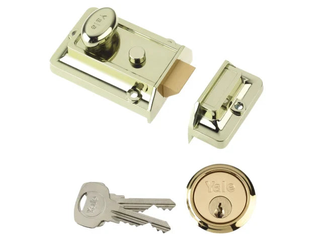 Yale Locks P77 Traditional Nightlatch 60mm Backset Brasslux Finish Vis ...